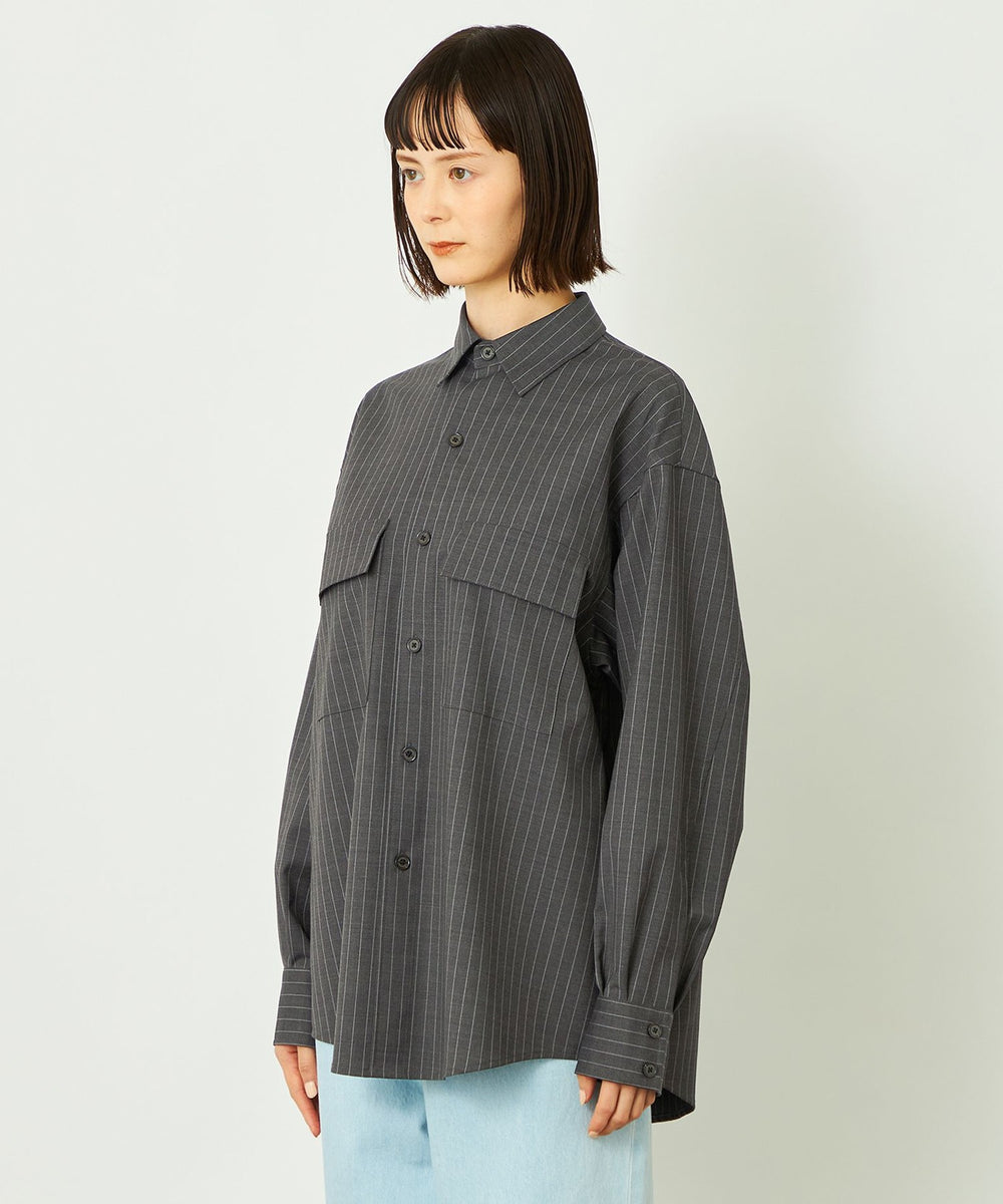 GREY LABAL ウールストライプオフィサーシャツ(トップス)｜MACKINTOSH PHILOSOPHY(マッキントッシュ ...